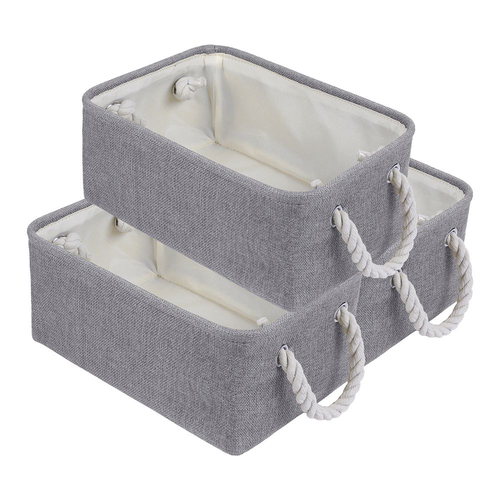 Storage Bin with Handles for Shelves Closet, 3 Pack Collapsible Storage ...