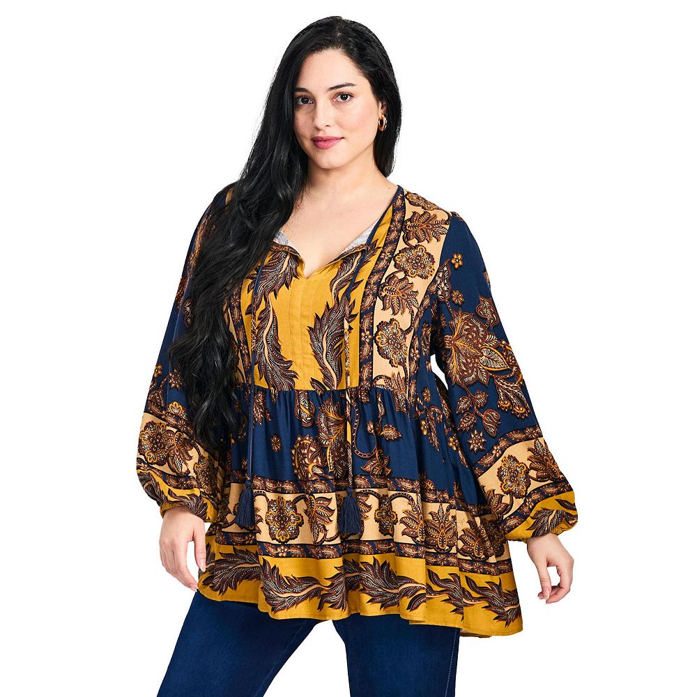 Avenue Women's Plus Size Cara Blouson Peasant Blouse