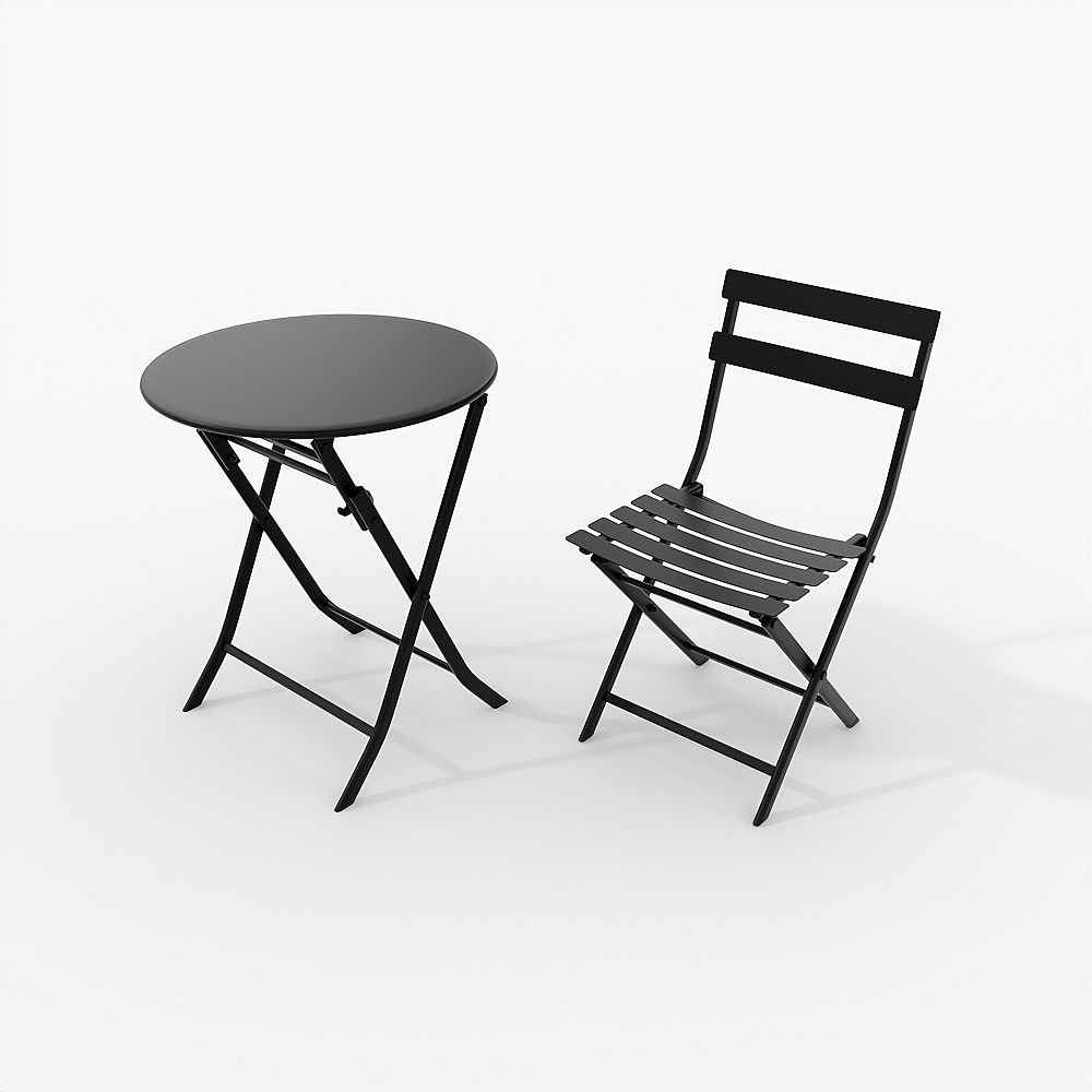 3-Piece Patio Bistro Set, Folding Bistro Table and Chairs for Balcony ...