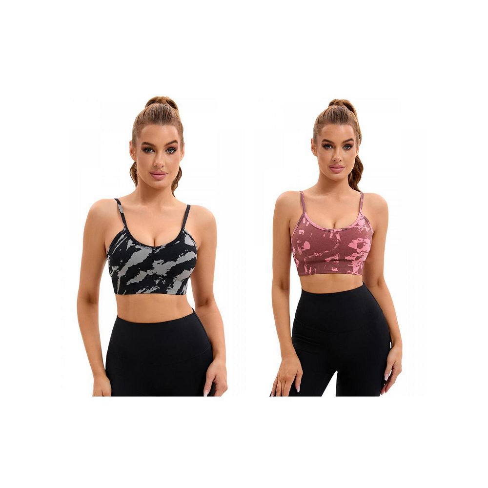 2 Packs Women's Adjustable Straps U Back Sports Bras Wirefree Full ...