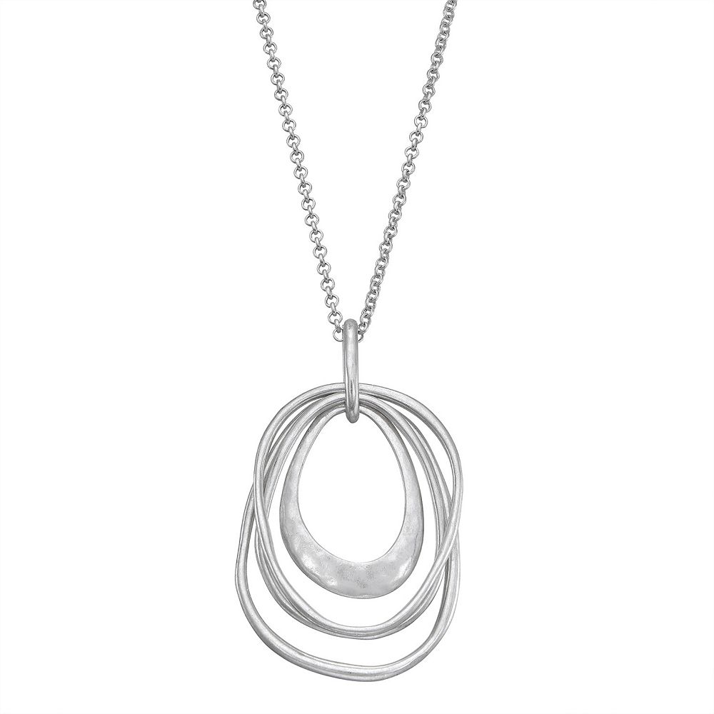 Bella Uno Fine Silver Plated Worn Silver Tone Hammered Multi-Ring ...