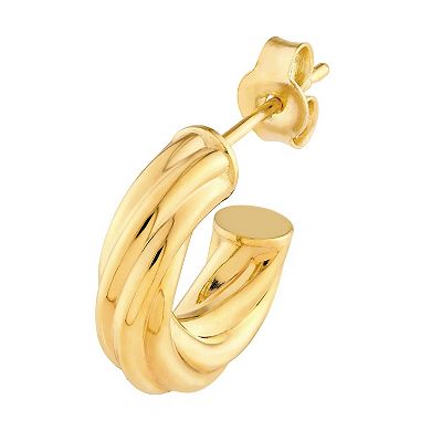 14k Gold 6 mm Twisted C-Hoop Earrings