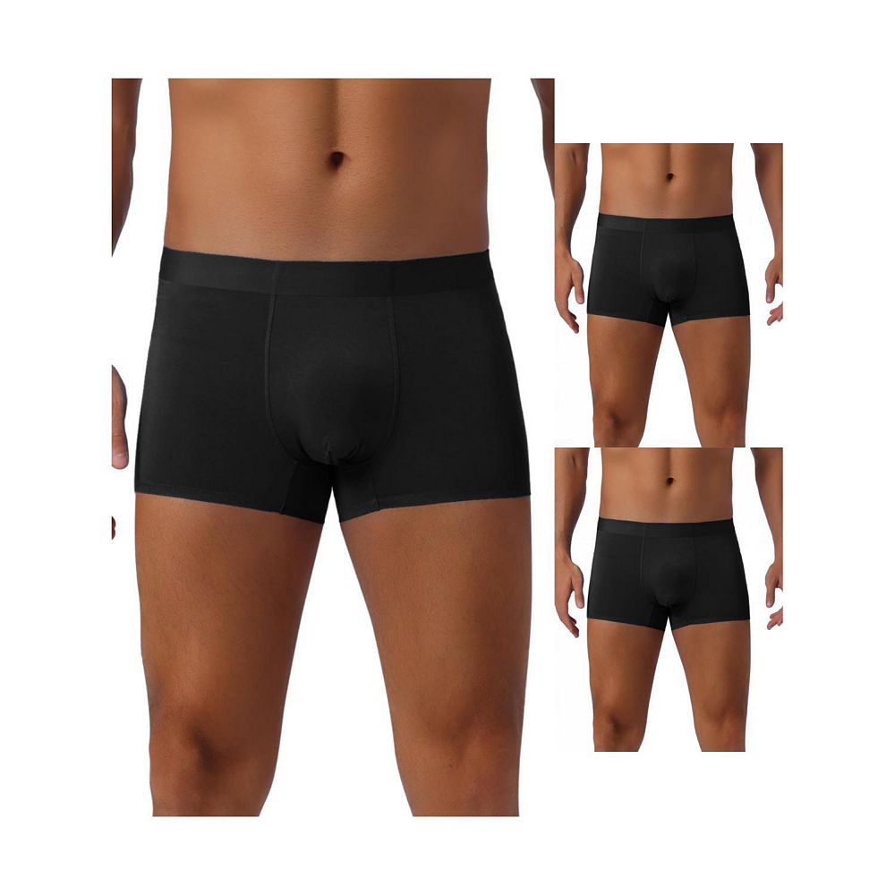 Men's Soft Elastic Waist Solid Color Regular Fit Basic Boxer Briefs 3Pcs