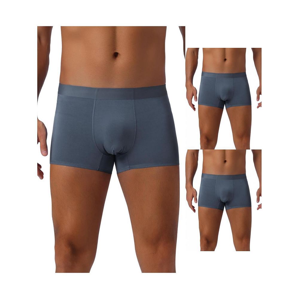 Men's Soft Elastic Waist Solid Color Regular Fit Basic Boxer Briefs 3Pcs