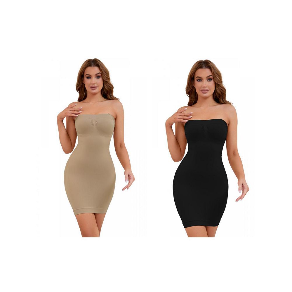 2 Packs Women's Full Slips Dress with Adjustable Straps Under Dresses ...