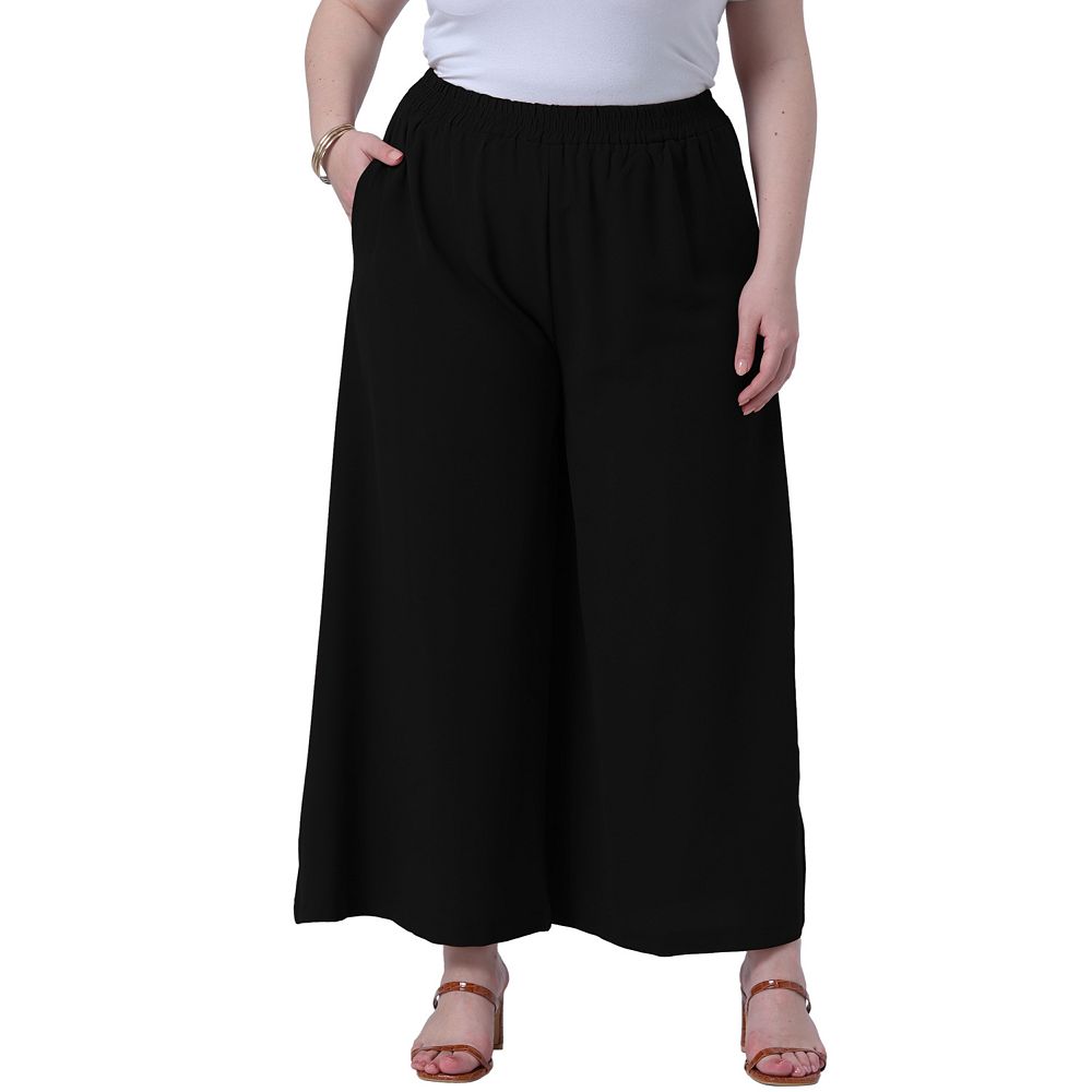 Plus Size Palazzo Pants for Women Wide Leg with Pockets Casual Summer Pants