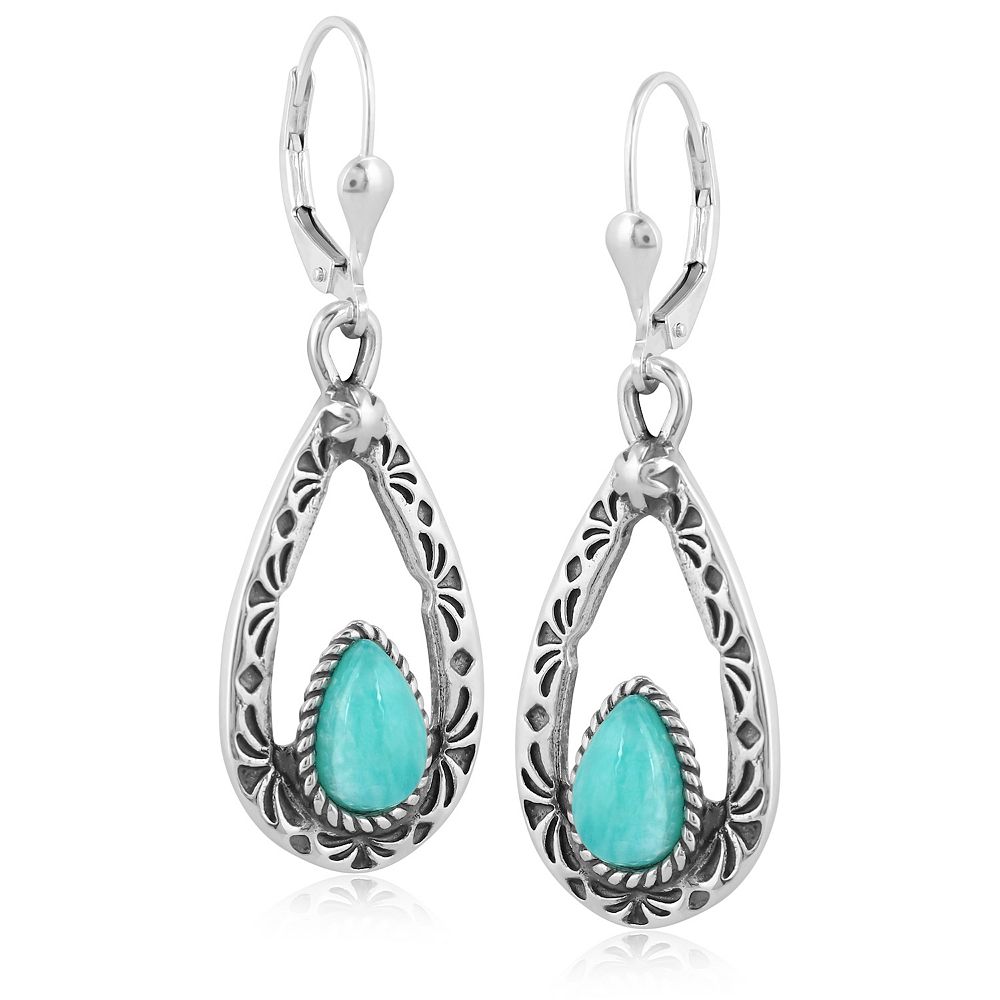 Southwest Spirit® Sterling Silver Gemstone Teardrop Drop Earrings