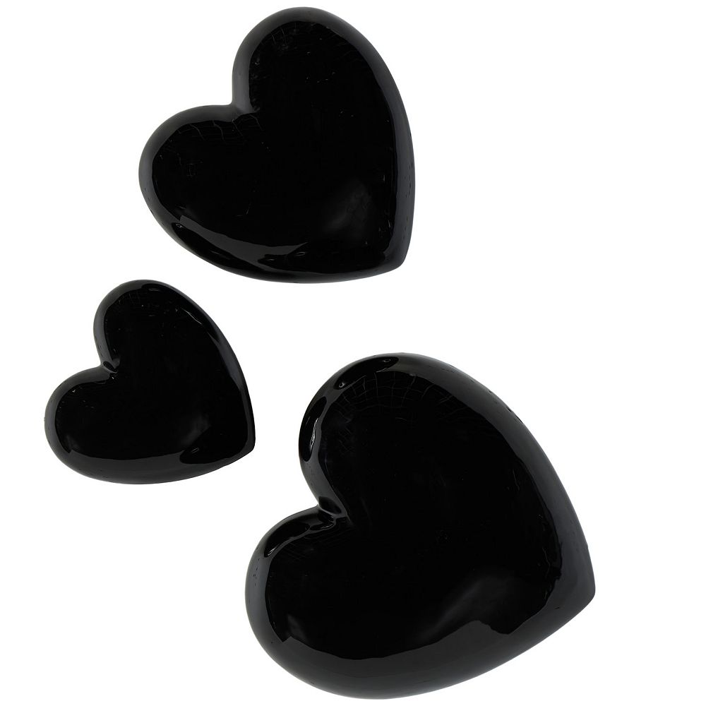 Stella & Eve Ceramic Slanted Heart Wall Decor Set of 3