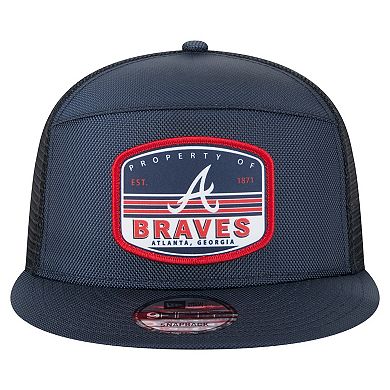 Men's New Era Navy Atlanta Braves Split Panel 9FIFTY Trucker Snapback