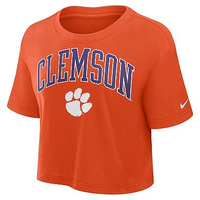 Women's Nike Orange Clemson Tigers Athletic Prep Arch Dri-FIT Cropped T ...