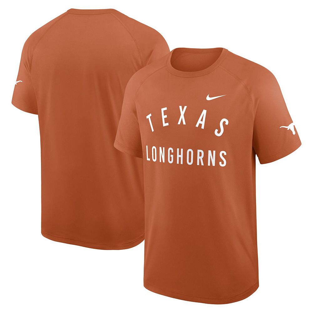 Men's Nike Burnt Orange Texas Orange Ready Raglan Premium Performance T ...