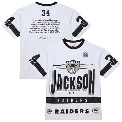Men's Mitchell & Ness Bo Jackson White Las Vegas Raiders Name & Number ...