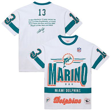 Men's Mitchell & Ness Dan Marino White Miami Dolphins Name & Number ...