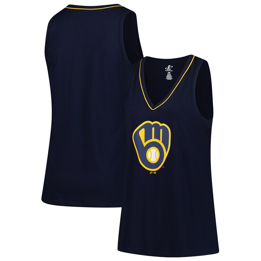 Women's Profile Navy Milwaukee Brewers Plus Sized Stellar Win V-Neck ...