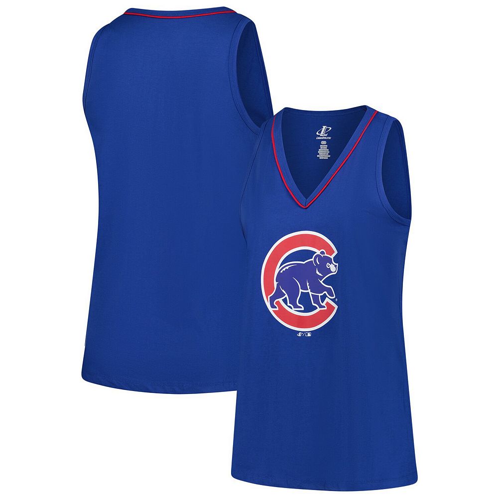 Women's Profile Royal Chicago Cubs Plus Sized Stellar Win V-Neck Tank Top