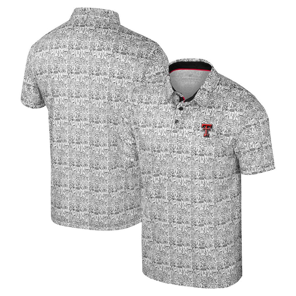 Men's Colosseum Black Texas Tech Red Raiders It's Time! Allover Print Polo