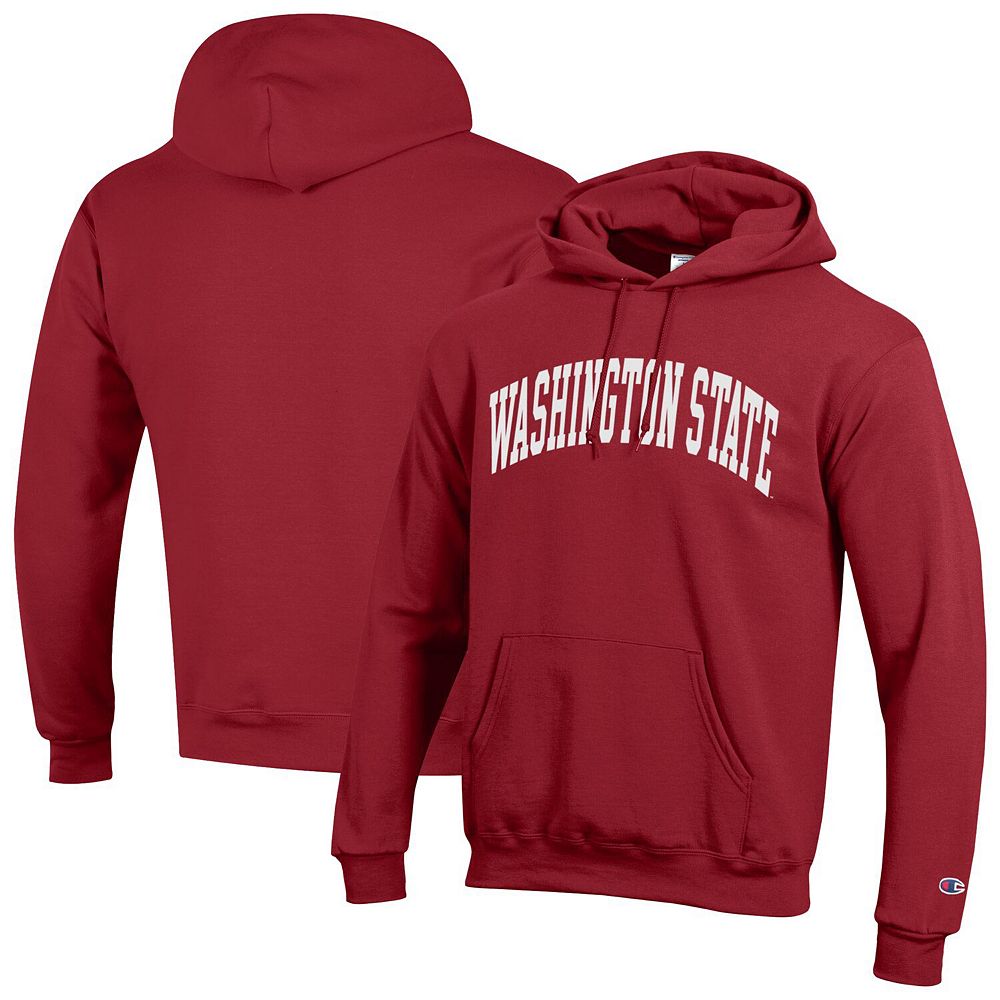 Men's Champion Crimson Washington State Cougars Basic Arch Fleece Pullover Hoodie