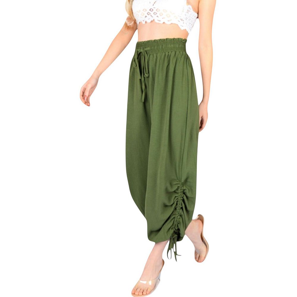 Women's Relaxed Fit Drawstring Hem Pants with Elastic Waist