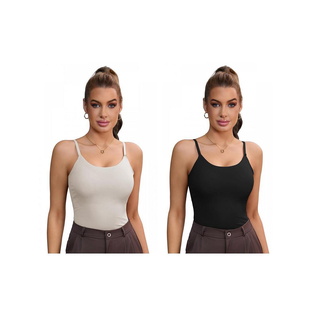 2 Packs Women's Tummy Control Ice Silk Shapewear Camisole Body Shaper ...