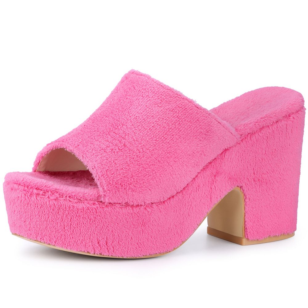 Women's Open Toe Platform Slides Chunky Heels Sandals