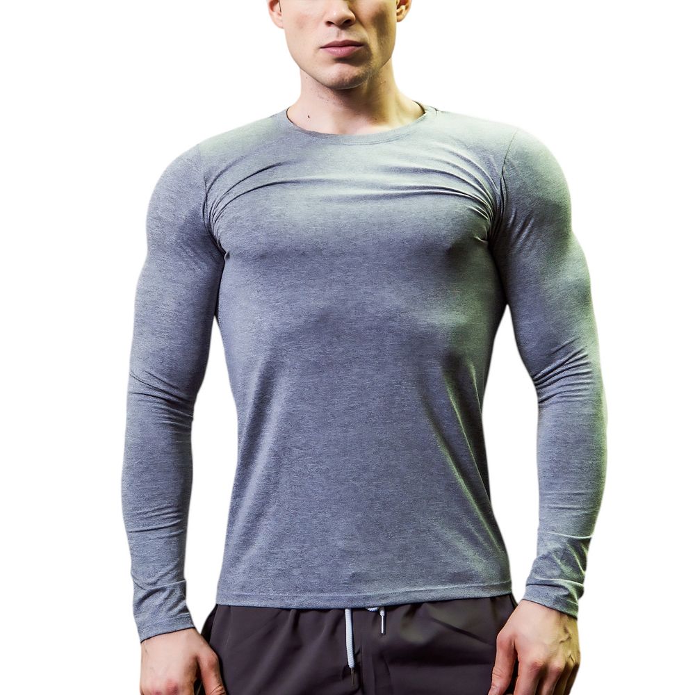 Mens Long Sleeve Compression Shirt with Crew Neck and Stretch ...