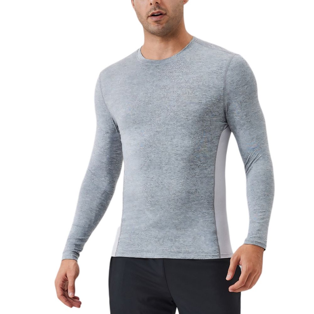 Mens Long Sleeve Performance Shirt with Seamless Stretch Fabric and ...