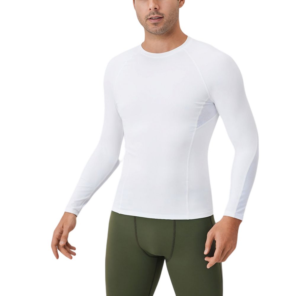 Mens Long Sleeve Compression Shirt with Stretch Fit and Athletic Seam ...