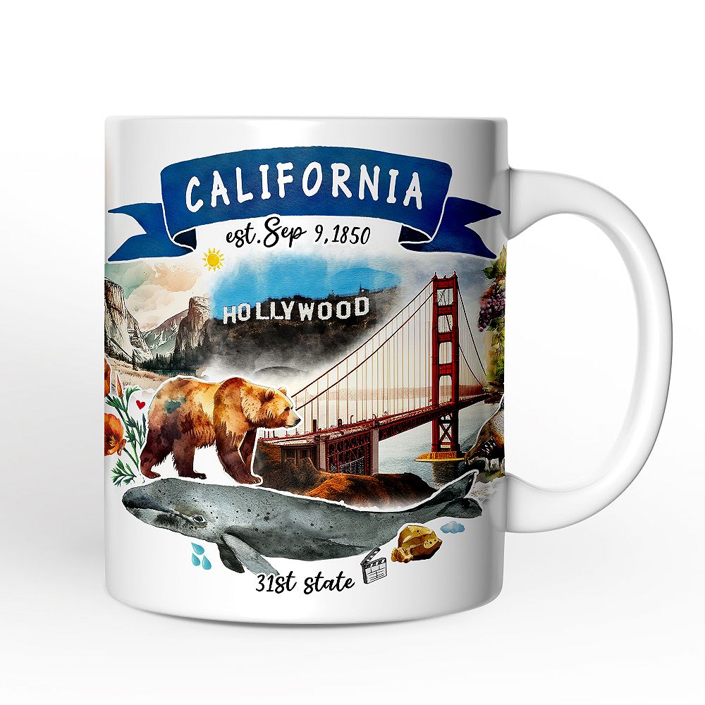Artistic California State Themes and Landmarks Mug