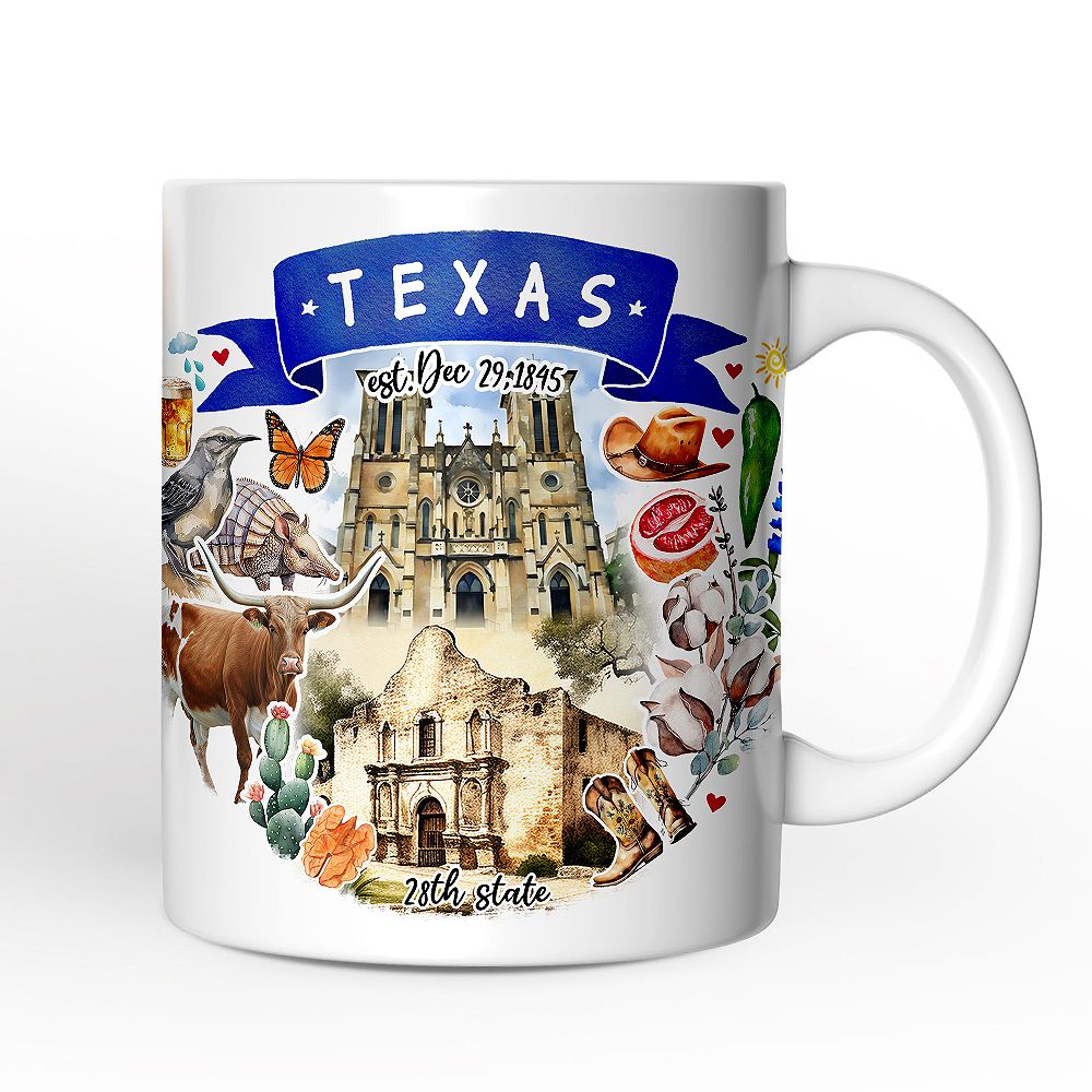 Artistic Texas State Themes and Landmarks Mug