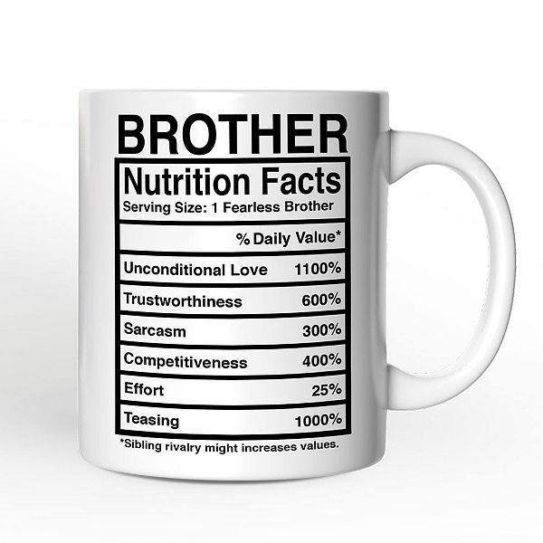 Brother Nutrition Facts Mug, Birthday Gift