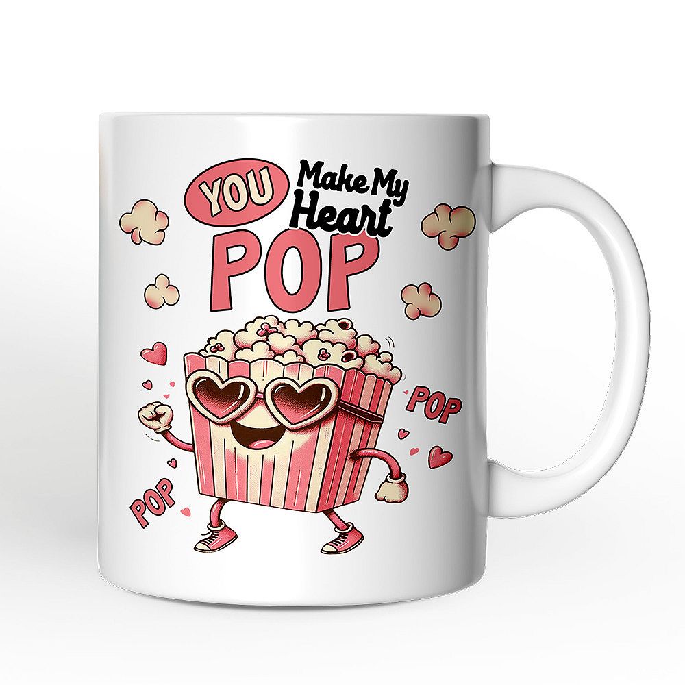 Popcorn Love Man Mug, You Make My Heart Pop Funny Romantic Gift