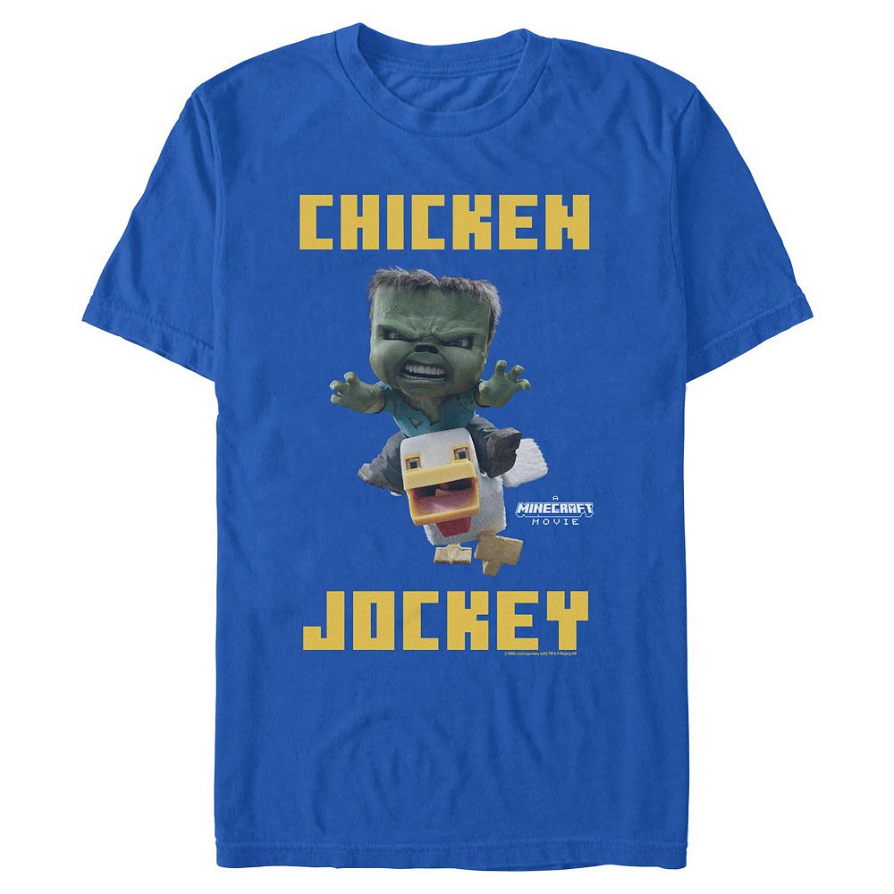 Men's Minecraft Movie Chicken Jockey Poster Graphic Tee