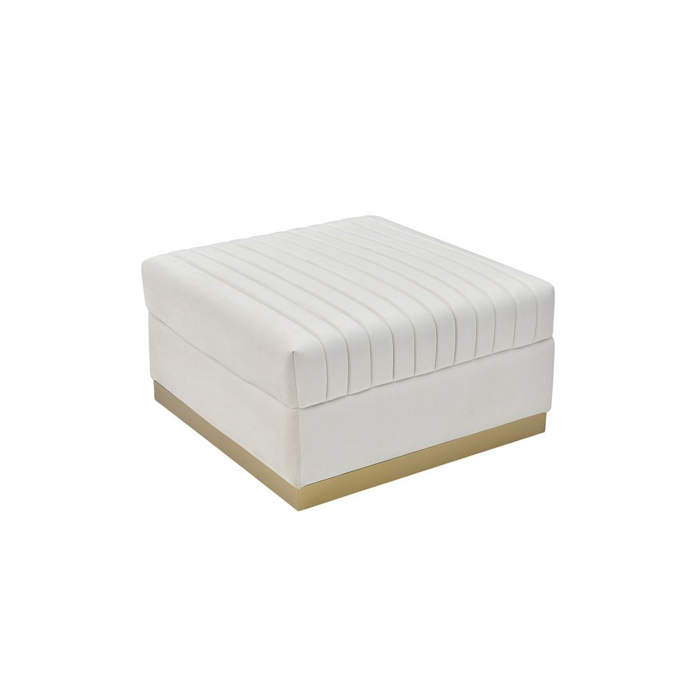 30.7 inches Modern Square Ottoman with Channel-Tufted Upholstery and ...