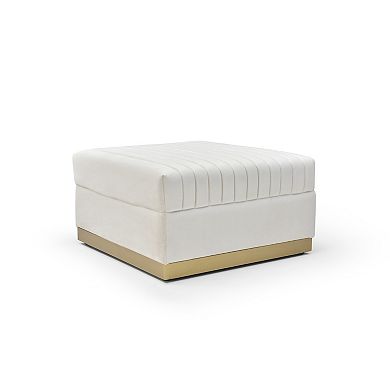 30.7 inches Modern Square Ottoman with Channel-Tufted Upholstery and ...