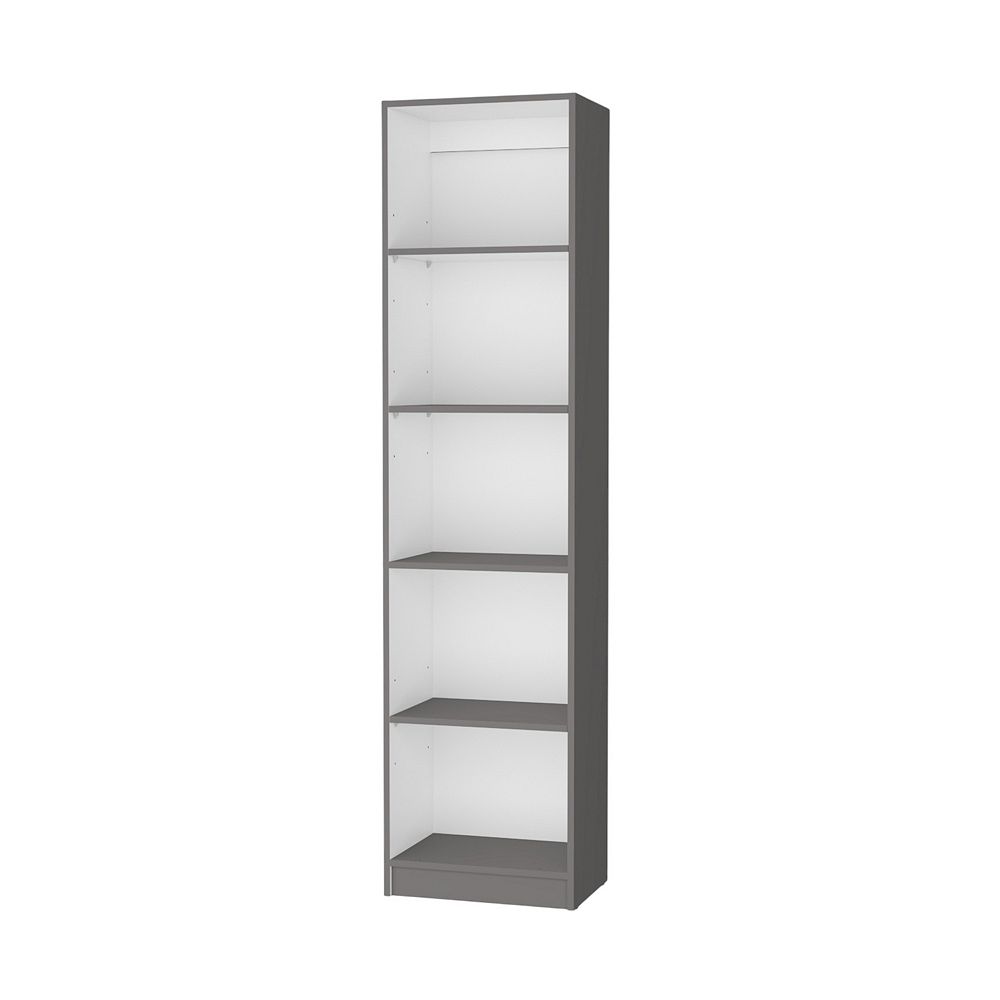11.77 Inch Slim Gray 5-Shelf Bookcase with Adjustable Shelves for ...