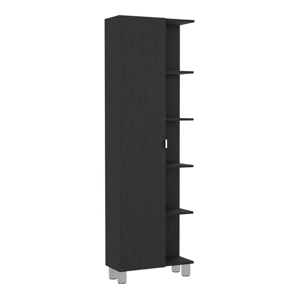 8.45 Inch Tall Storage Cabinet with Open Shelves and Enclosed Door