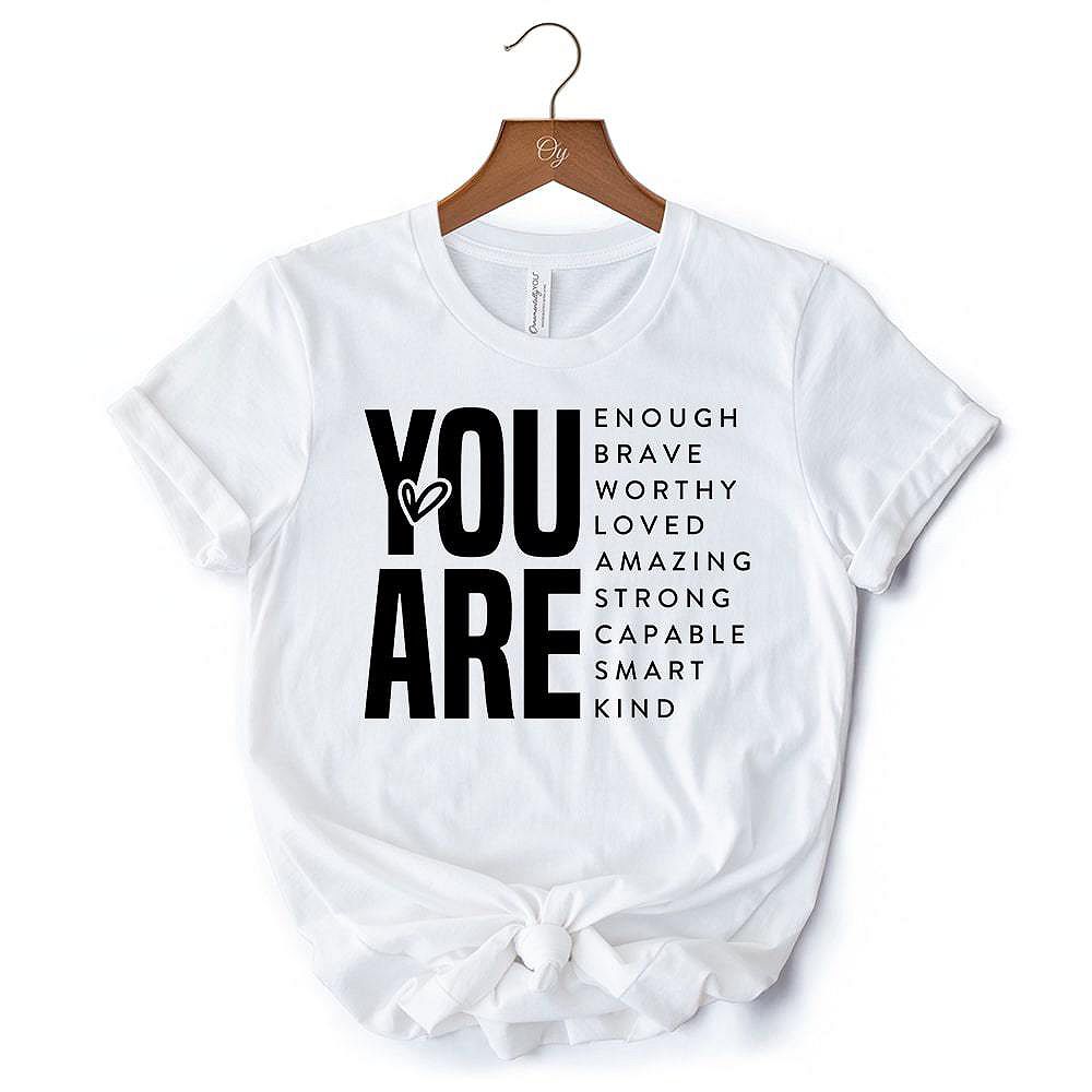 Inspirational Words T-Shirt, Minimalist White Tee for Encouraging and ...