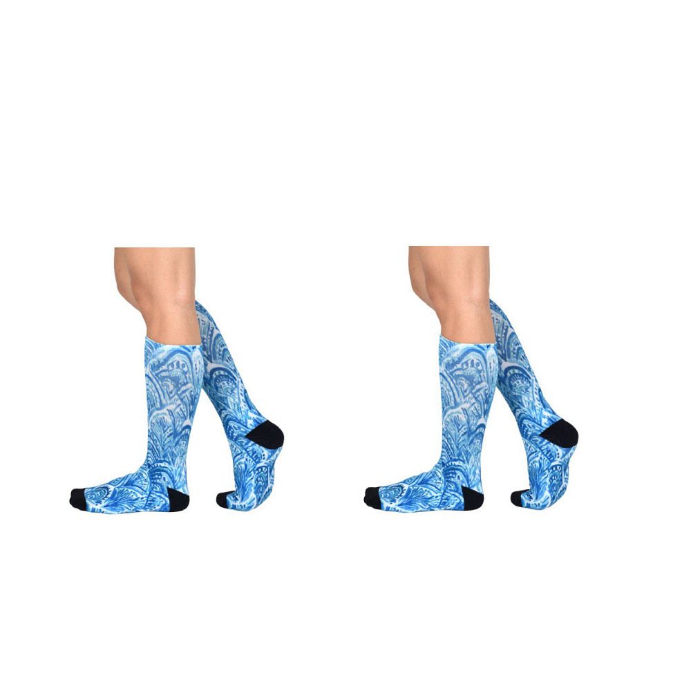 Blue Dream Pattern CoolMax Knee High Socks, Men & Women 2 Pair Pack Socks