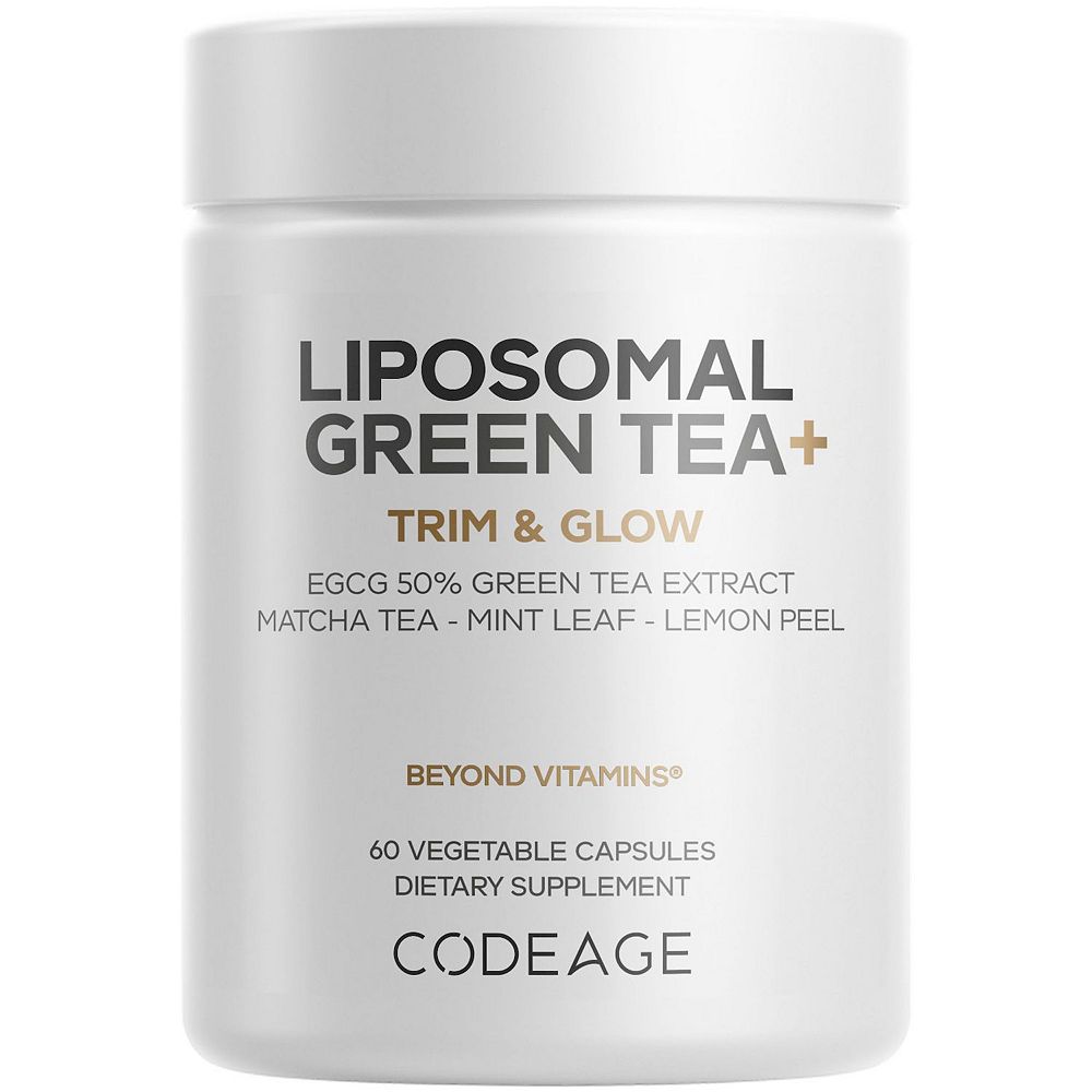 Codeage Liposomal Green Tea+, EGCG 50%, Matcha Green Tea, Peppermint ...