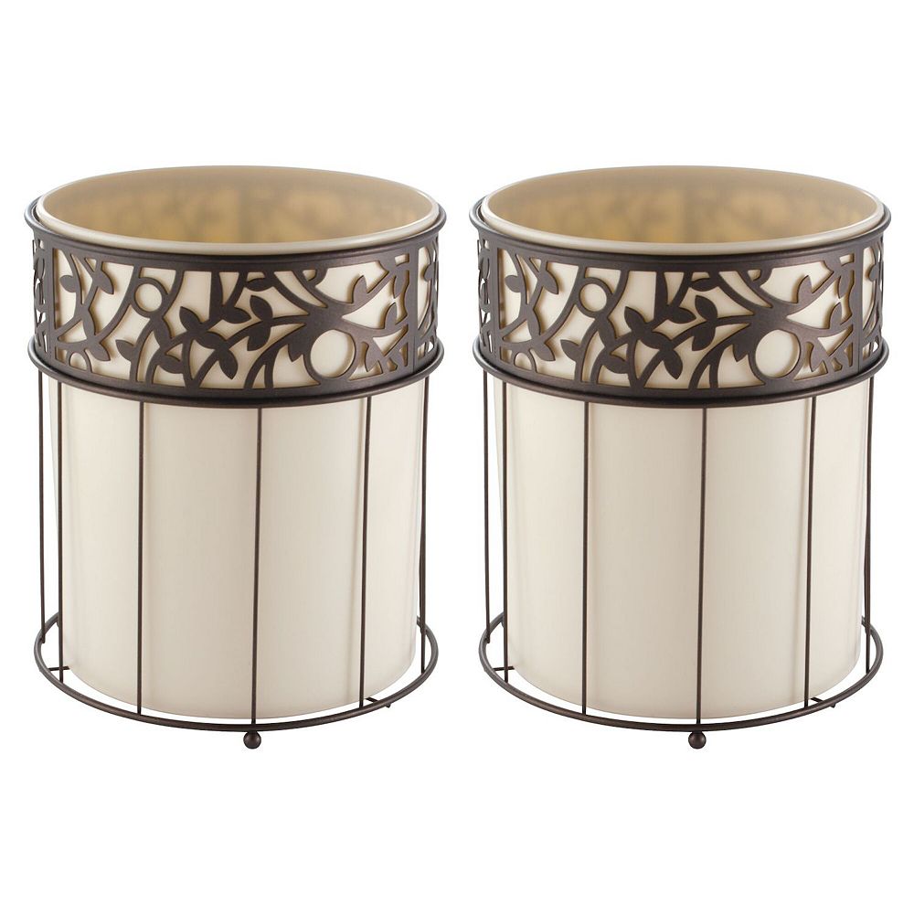 iDesign 2-pc. Metal Vine Plastic Insert Bathroom Trash Can Set