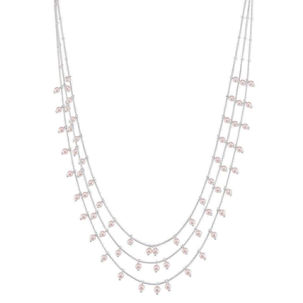 You're Invited... Sterling Silver Simulated Pearl Drop Illusion Necklace