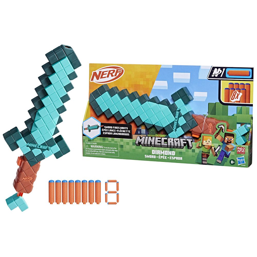 Nerf Minecraft Diamond Sword with 8 Darts