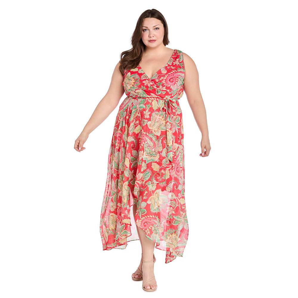 Plus Size R&M Richards Hi-Lo Wrap Dress