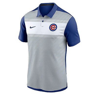 Men's Nike White/Royal Chicago Cubs Vapor Striped Performance Polo