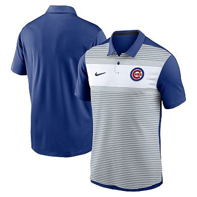 Men's Nike White/Royal Chicago Cubs Vapor Striped Performance Polo