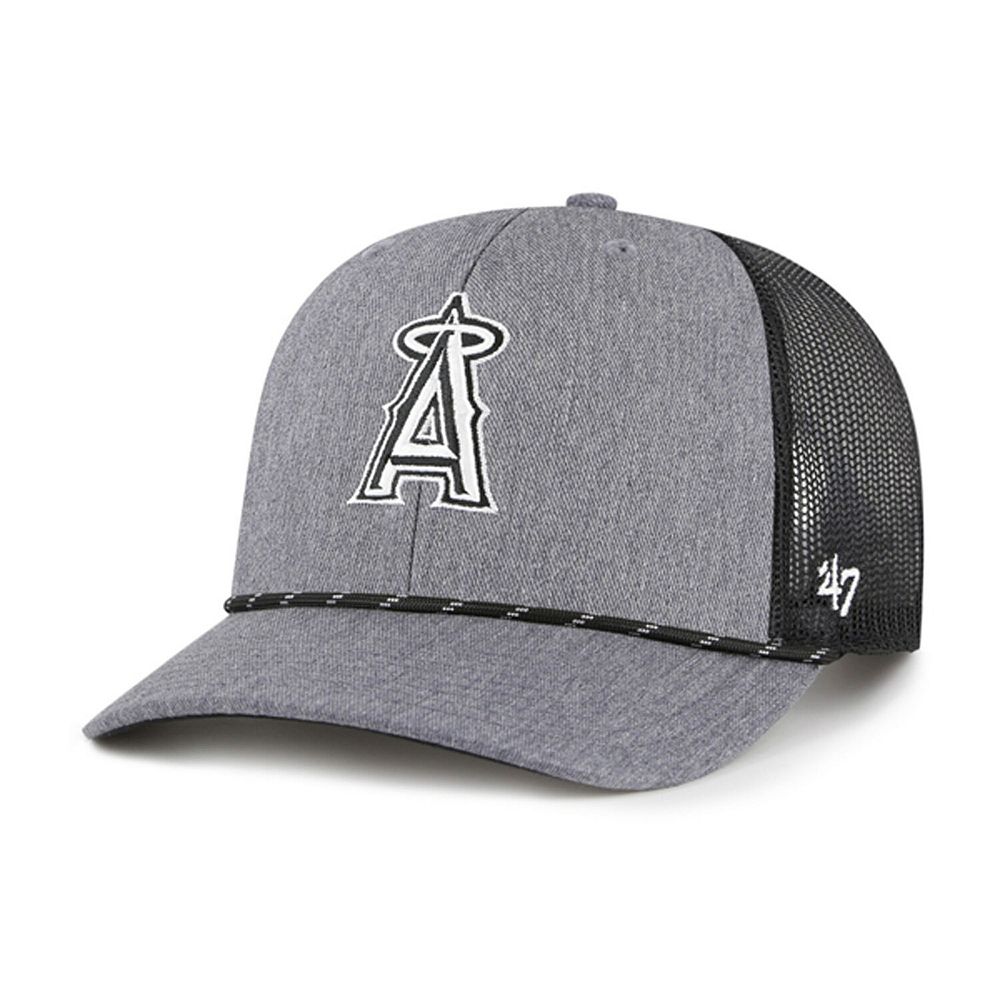 Men's '47 Charcoal Los Angeles Angels Carbon Rope Trucker Adjustable Hat