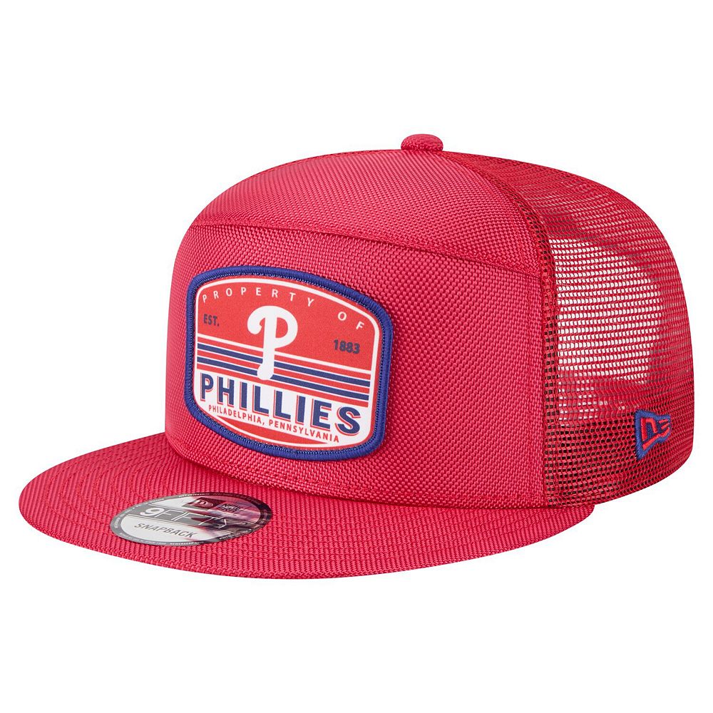 Men's New Era Red Philadelphia Phillies Split Panel 9FIFTY Trucker Snapback