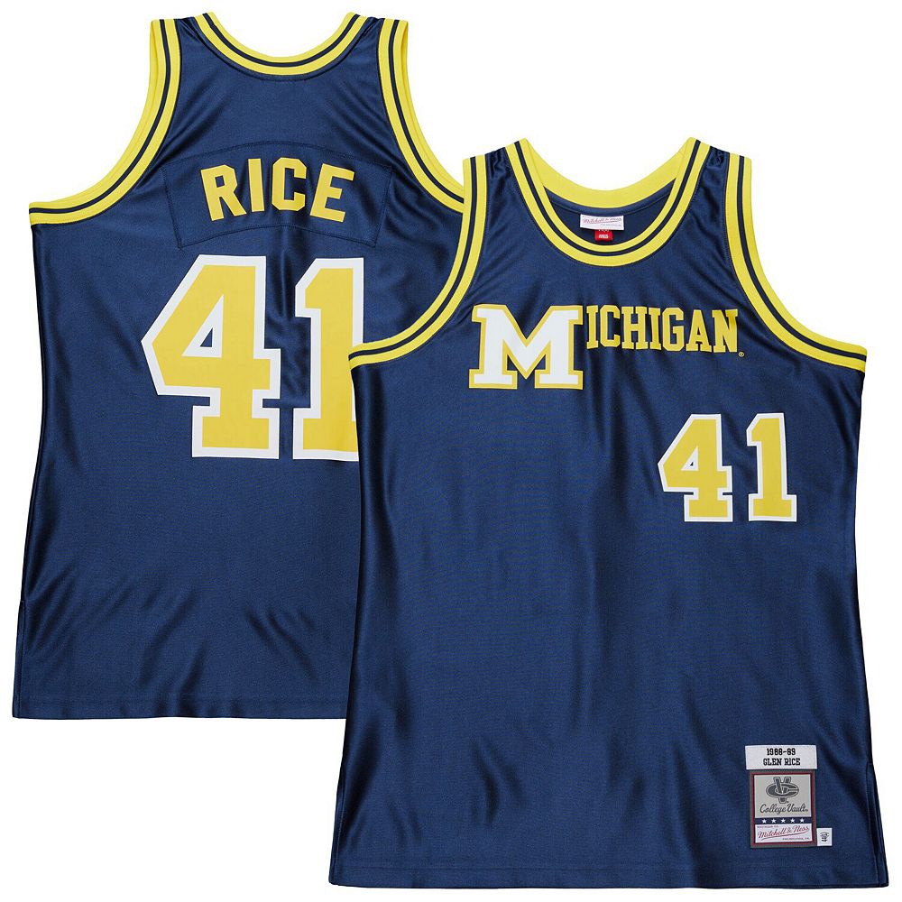 Men's Mitchell & Ness Glen Rice Navy Michigan Wolverines 1988/89 ...