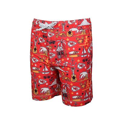 Youth Wes & Willy Red Kansas City Chiefs Luau Swim Trunks