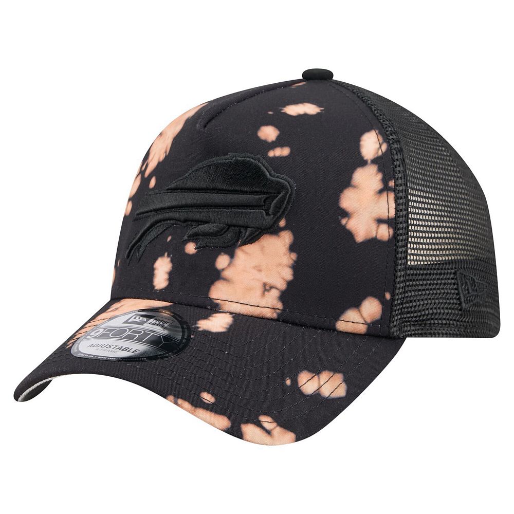 Men's New Era Black Buffalo Bills Bleached 9FORTY A-Frame Adjustable Hat